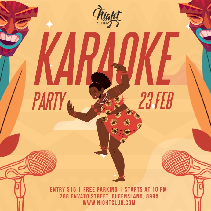 orange animated karaoke post Template | PosterMyWall