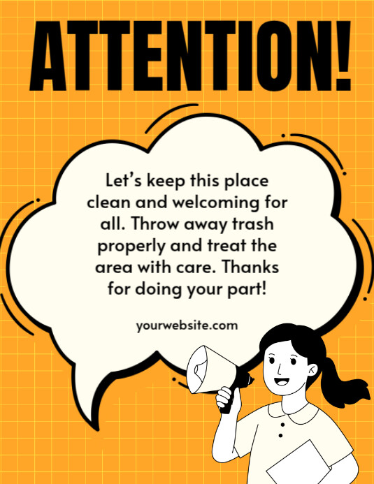 Orange Attention Important Announcement Flyer (us Letter) Template ...