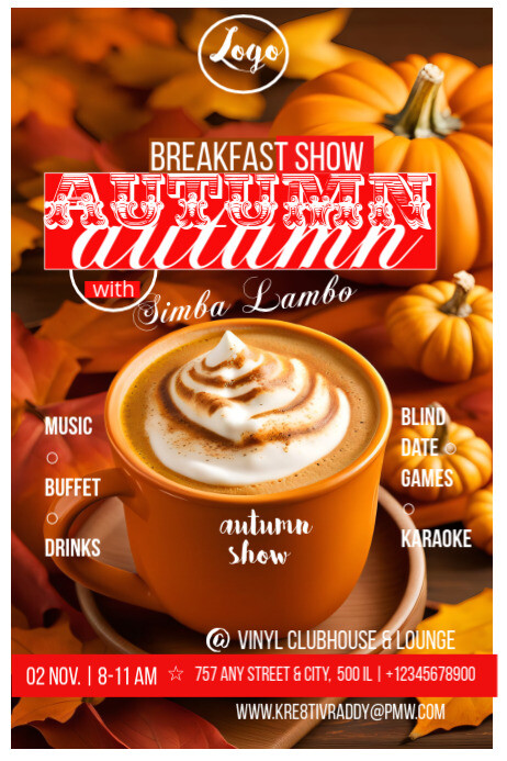 Orange Autumn Breakfast Show Poster Template | PosterMyWall