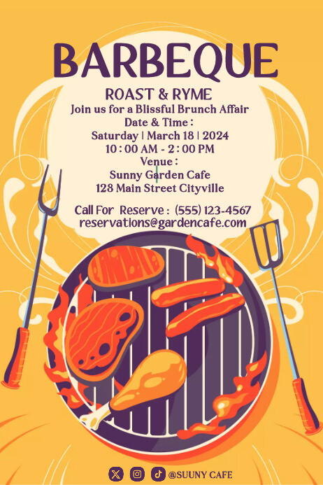 Orange Barbecue Roast Poster เทมเพลต | PosterMyWall