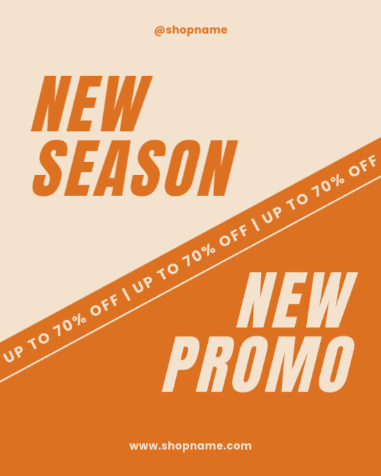 Orange Beige Typographic New Season New Promo Promotional Discount ...