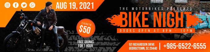 Orange Bike Night Event 2'x8' Banner Template | PosterMyWall