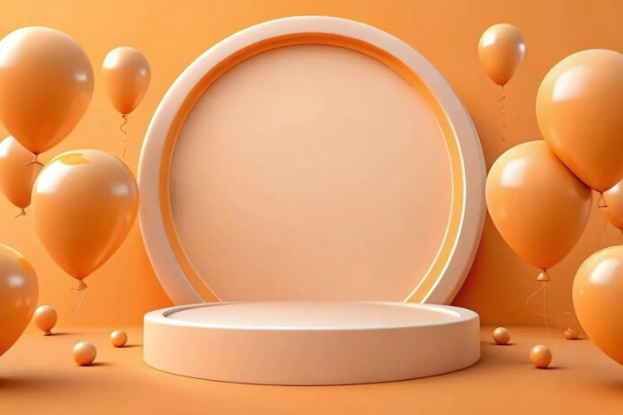 Orange Birthday Balloon Celebration Template | PosterMyWall