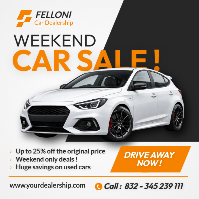 Plantilla de Orange Black Weekend Car Sale Promotion Template – Auto ...