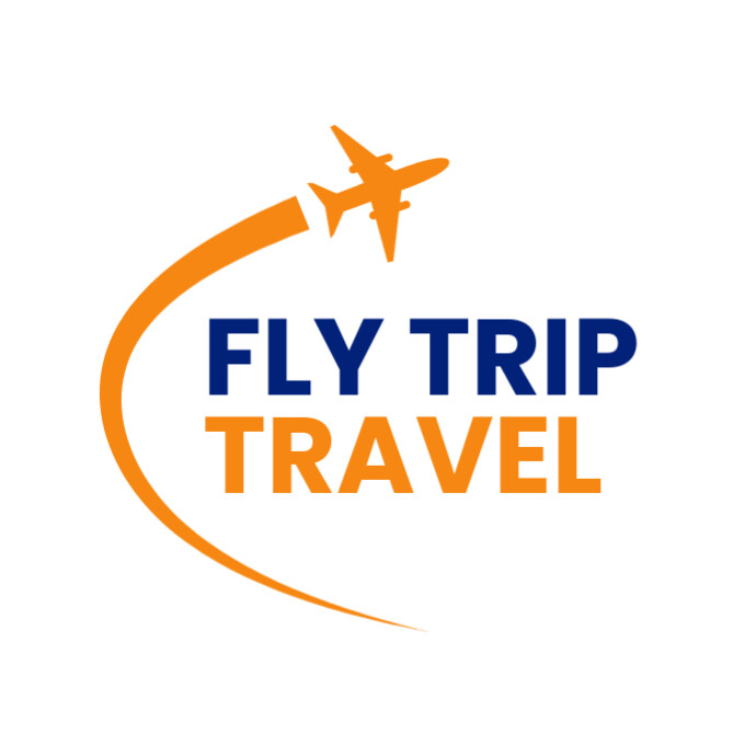 Orange Blue Minimalist Fly Trip Logo Templat | PosterMyWall