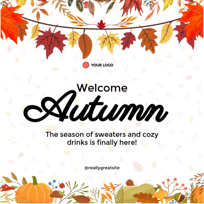 Orange Brown and Black Letting Welcome Autumn Fall Instagram Post ...