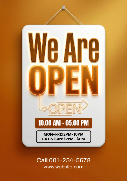 Orange Business Hours Sign A4 Template | PosterMyWall
