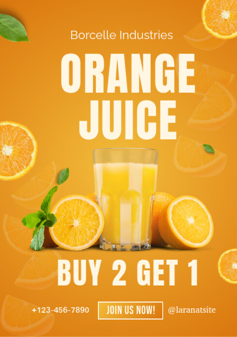 Orange Ceria Orange Juice Promo A3 Template | PosterMyWall