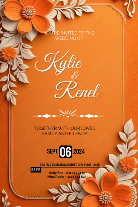Orange Church Wedding Poster เทมเพลต | PosterMyWall