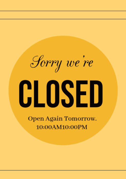 Plantilla de Orange Closed Sign A4 | PosterMyWall