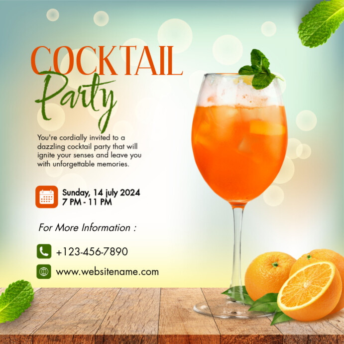 Orange Cocktail Party Instagram Post Template | PosterMyWall