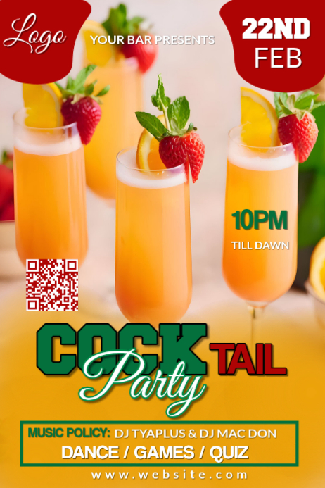 Modèle Orange Cocktail Party Poster | PosterMyWall