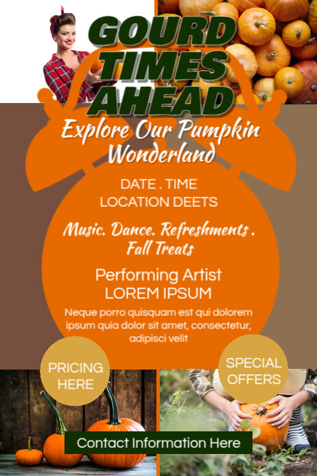 Orange Collage Community Pumpkin Patch Poster Templat | PosterMyWall