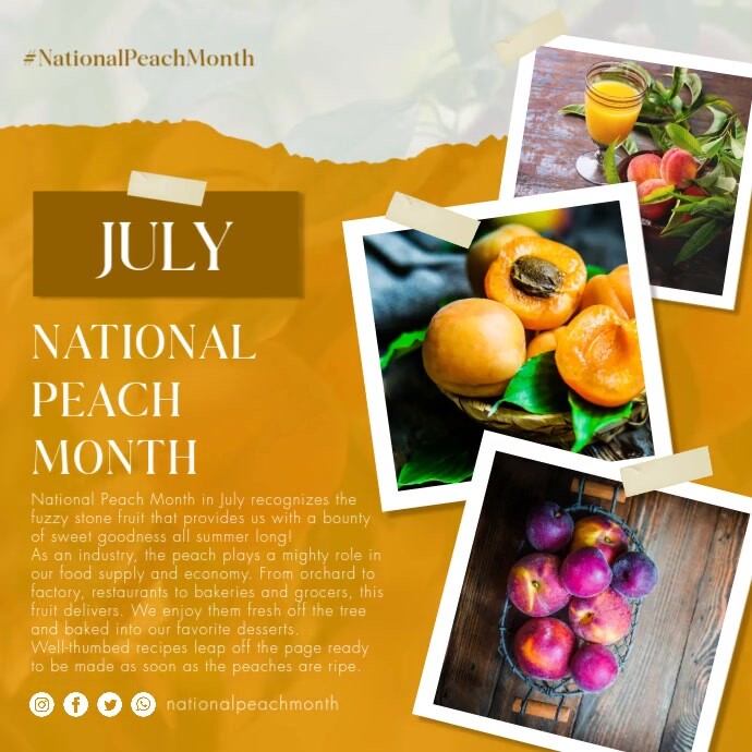 Copy of Orange Collage National Peach Month Instagram Post | PosterMyWall