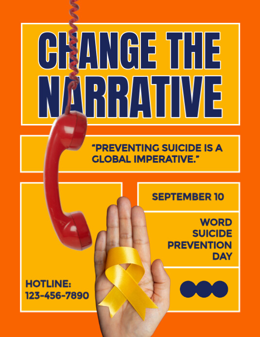 Orange Collage Suicide Prevention Day Flyer (us Letter) Template ...
