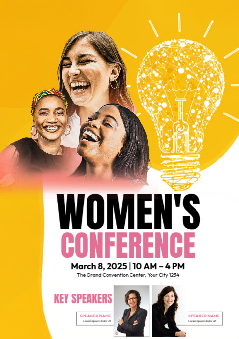 Orange Collage Women's Conference Flyer A4 Template | PosterMyWall