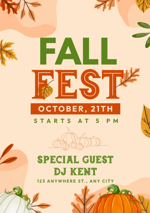 Copy of Orange Colorful Fall Fest Flyer | PosterMyWall