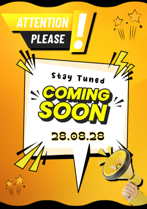 Orange Coming Soon Announcement A3 Template | PosterMyWall