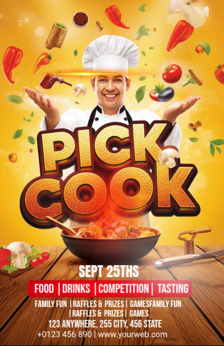 Orange Cooking Competition Tabloid Template | PosterMyWall