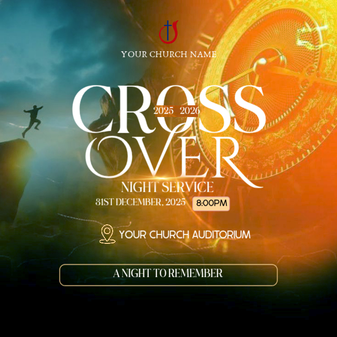 Copy of Orange Cross Over Night Service Instagram Post | PosterMyWall