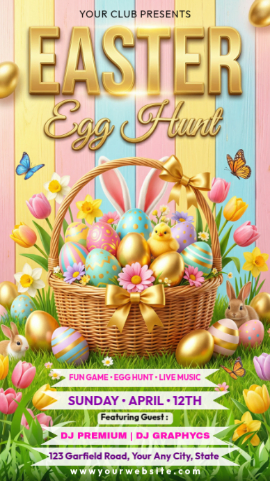 Orange Easter Egg Hunt Party Instagram Story Template | PosterMyWall