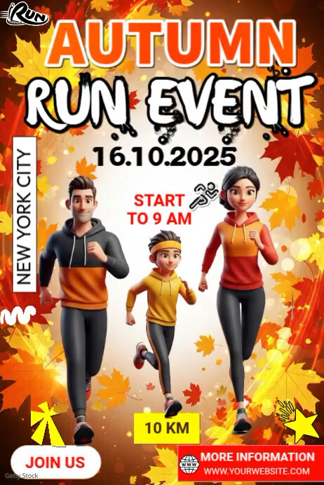 Orange Fall Run Event Poster Template | PosterMyWall