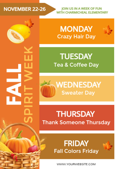 Copy of Orange Fall Spirit Week A4 | PosterMyWall