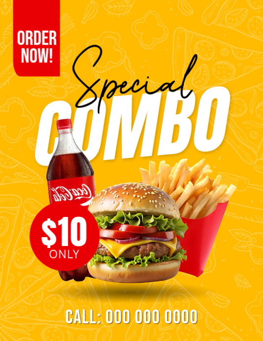 Modèle Orange Fast Food Combo Offer Flyer | PosterMyWall