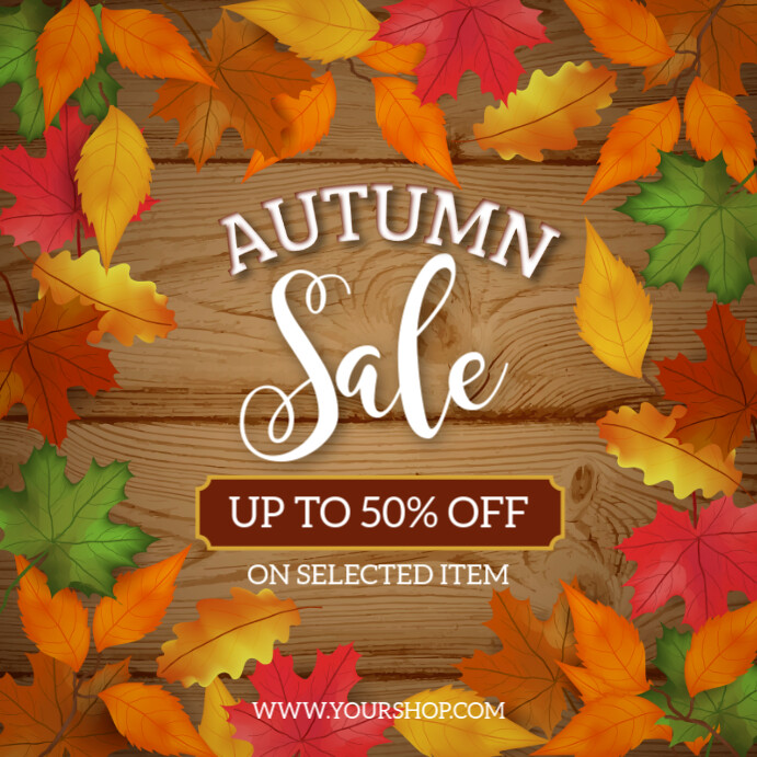 Orange Floral Autumn Fall Sale Poster Flyer Instagram Post Template ...