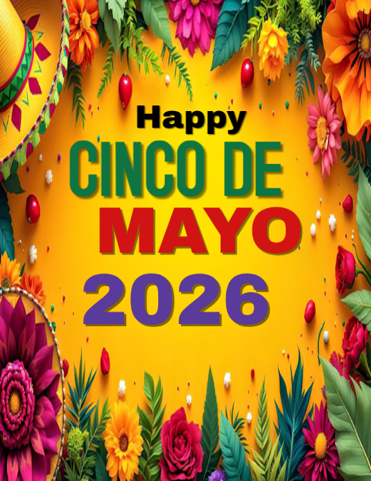 Plantilla de Orange Floral Cinco de Mayo Celebration Flyer | PosterMyWall