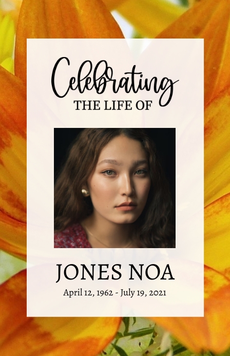 Orange floral Funeral Program Template | PosterMyWall