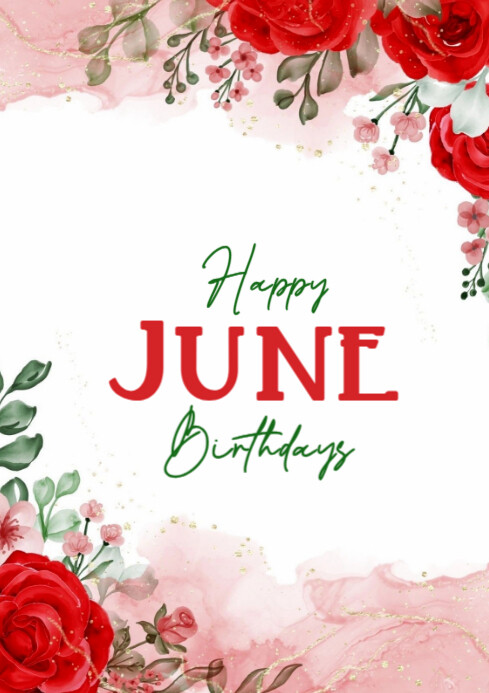 Copy of Orange Floral Happy June Birthdays A4 | PosterMyWall