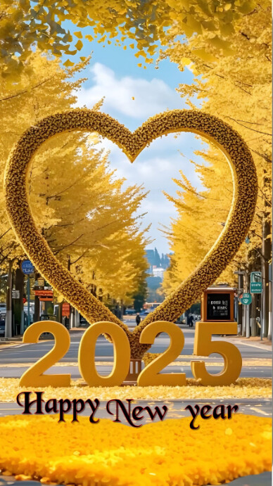 Orange Floral Happy New Year Whatsapp Status Template | PosterMyWall