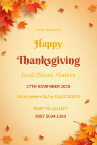 Happy Thanksgiving Template 2025 | PosterMyWall