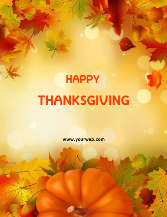 Copy of Orange Floral Happy Thanksgiving Flyer (us Letter) | PosterMyWall