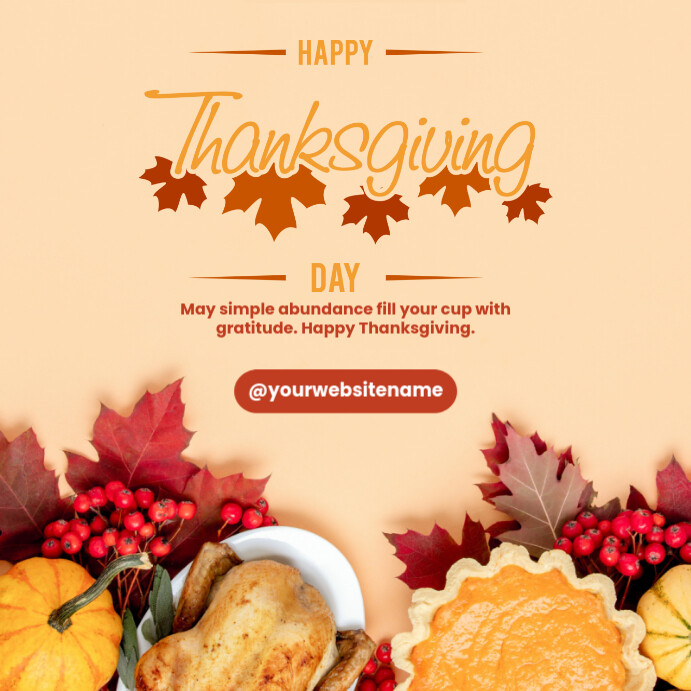 Plantilla de Orange Floral Happy Thanksgiving Instagram Post | PosterMyWall