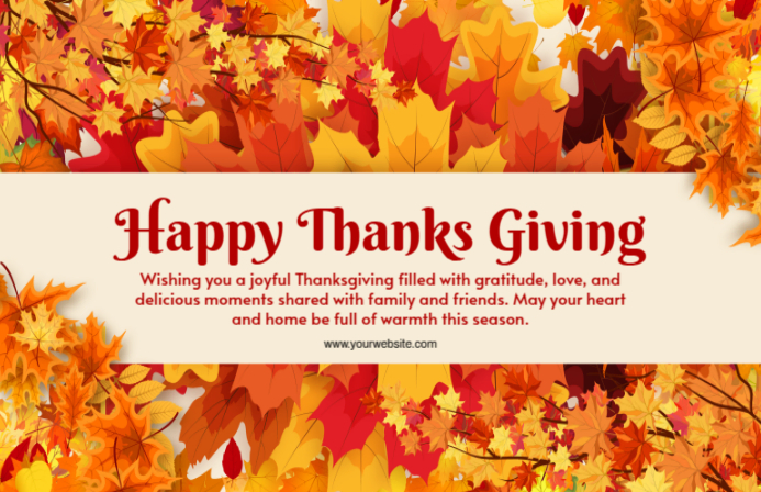 Orange Floral Happy Thanksgiving Poster Tabloid Template | PosterMyWall