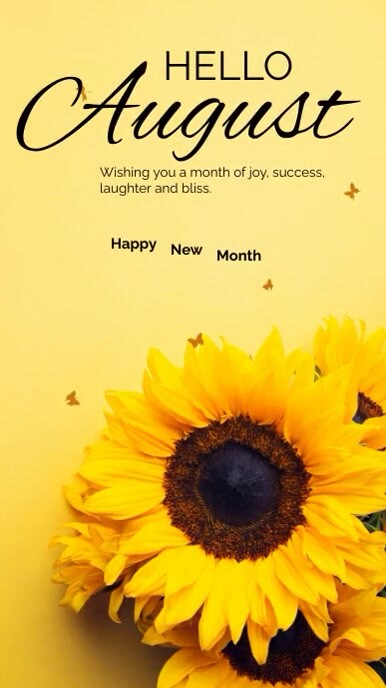 Copy of Orange Floral Hello August Digital Display (9 | PosterMyWall