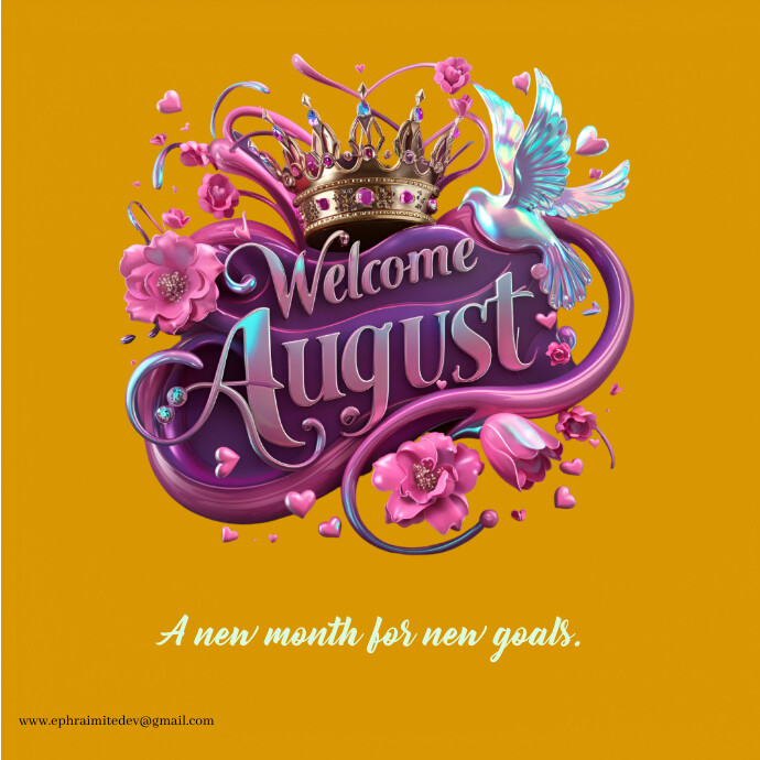Plantilla de Orange Floral Hello August Logo | PosterMyWall