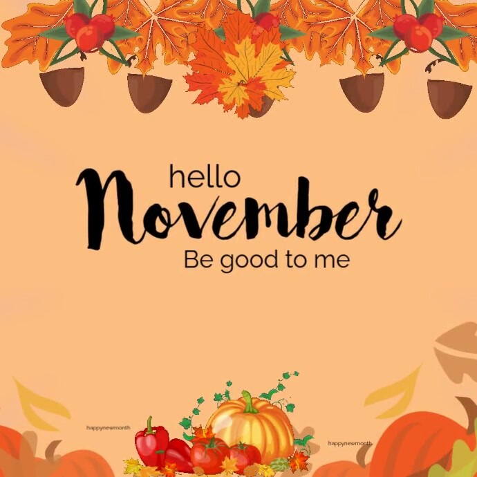 Orange Floral Hello November Instagram Post Template | PosterMyWall