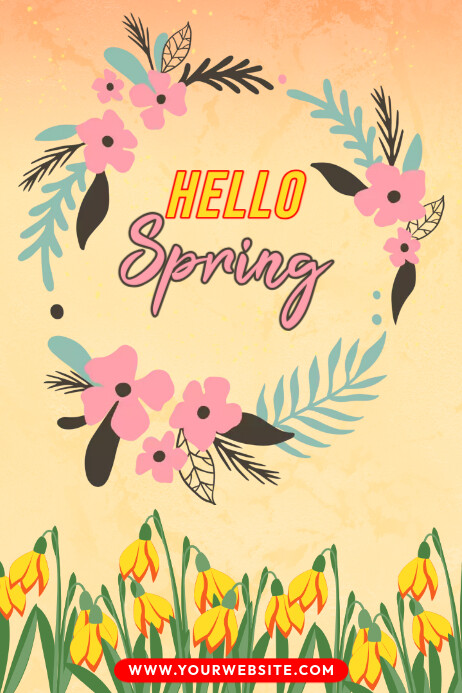Copy of Orange Floral Hello Spring Poster | PosterMyWall