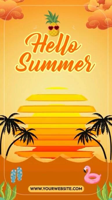 Orange Floral Hello Summer Reel Instagram Template | PosterMyWall