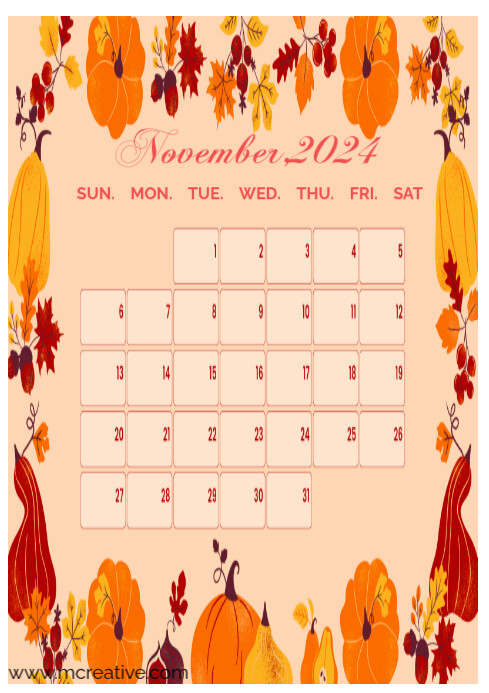 Orange Floral Monthly Planner A4 Template | PosterMyWall