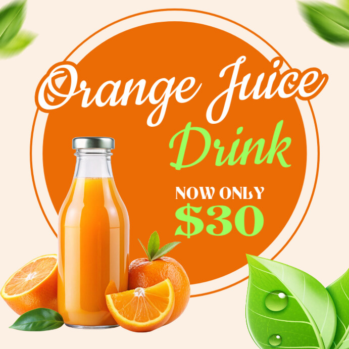 Orange Floral Orange Juice Instagram Post Template | PosterMyWall