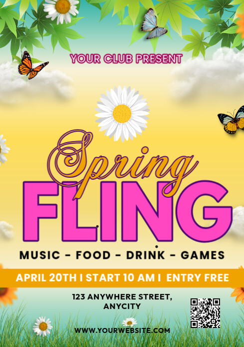 Copy of Orange Floral Spring Fling A4 | PosterMyWall