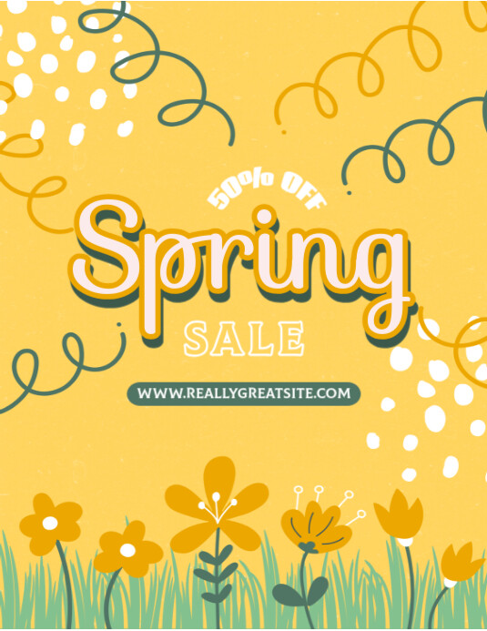 Orange floral spring sale flyer Template | PosterMyWall