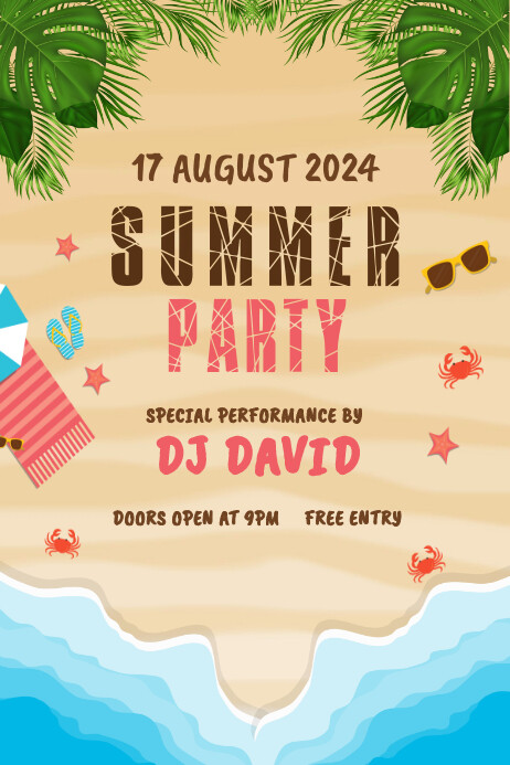 Orange Floral Summer Party Poster Template | PosterMyWall
