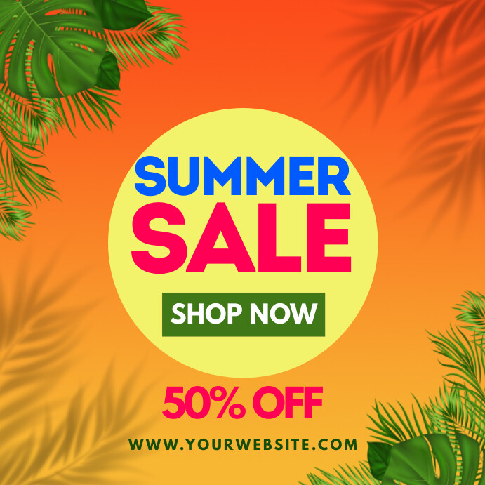 Orange Floral Summer Sale Pos Instagram Template | PosterMyWall