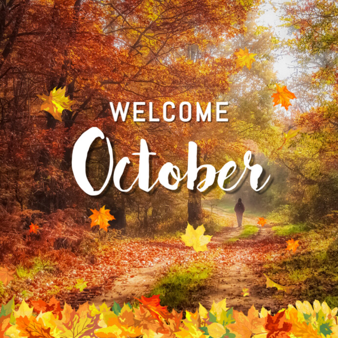 Copy of Orange Floral Welcome October Instagram Post | PosterMyWall