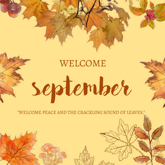 Orange Floral Welcome September Instagram Po Template | PosterMyWall